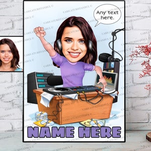 Podcaster Gift, Caricature Podcaster Portrait From Your Photo ...