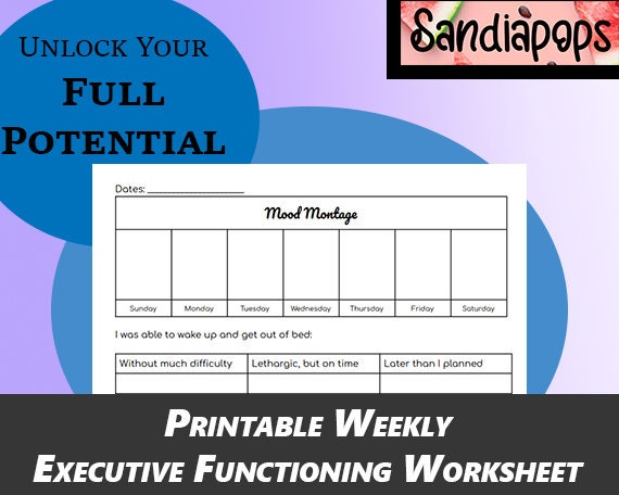 Executive Functioning Worksheet Instant Download Printable PDF ADHD ...