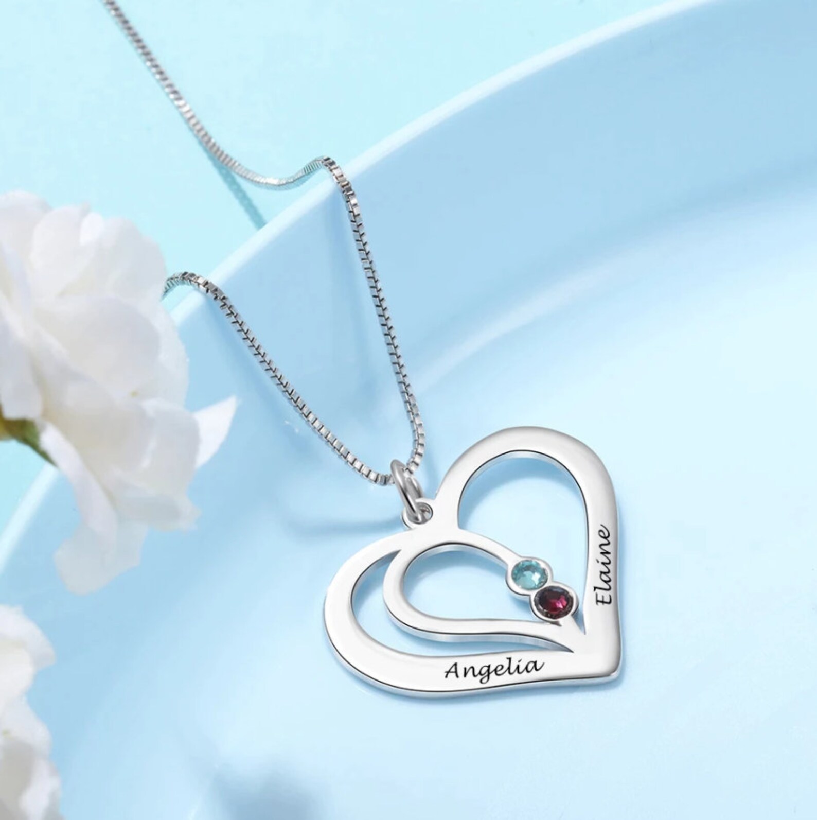 Personalized Engraved Name Heart Necklace Pendants Custom Etsy