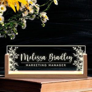 Personalized Desk Name Sign, Name Plate for Desk, Custom Company Logo ...