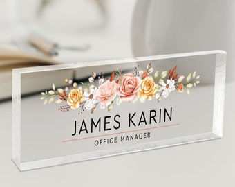 Pink Marble Desk Name Plate Desk Plaque Office Decor Custom - Etsy