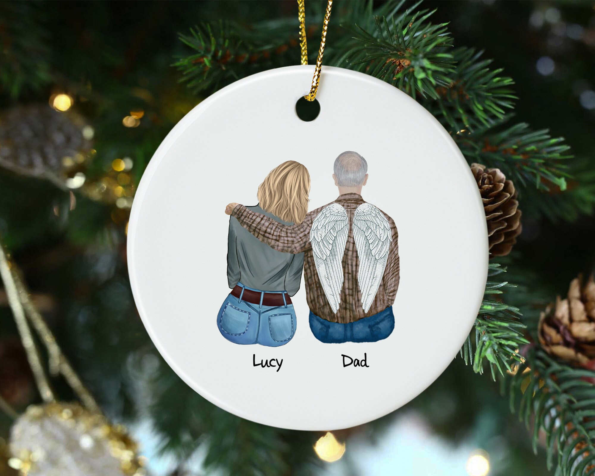 Personalized Dad Memorial Ornament, Father Daughter Ornament, in Loving ...