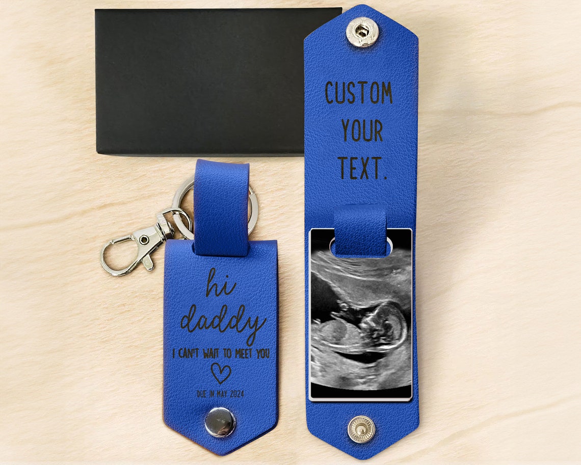 Hi Daddy Keychain, Custom Ultrasound Photo,1st Time Dad, Can't Wait to ...