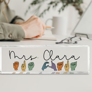 Personalized Sign Language Desk Nameplate, Sign Language Gift, ASL Gift ...
