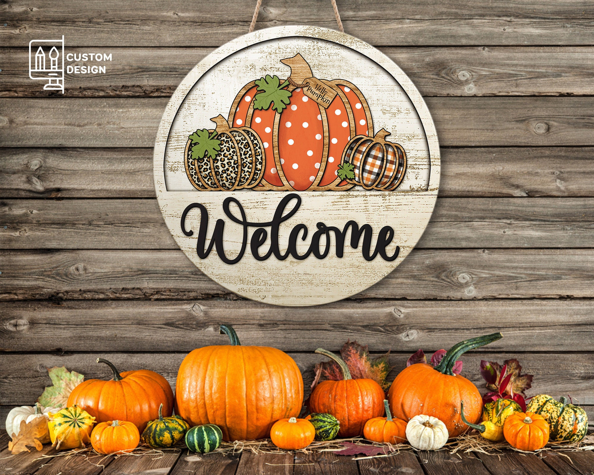 Fall Door Hanger Fall Decor Hello Pumpkin Door Sign Front - Etsy