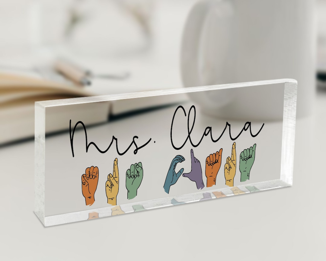 Personalized Sign Language Desk Nameplate, Sign Language Gift, ASL Gift ...