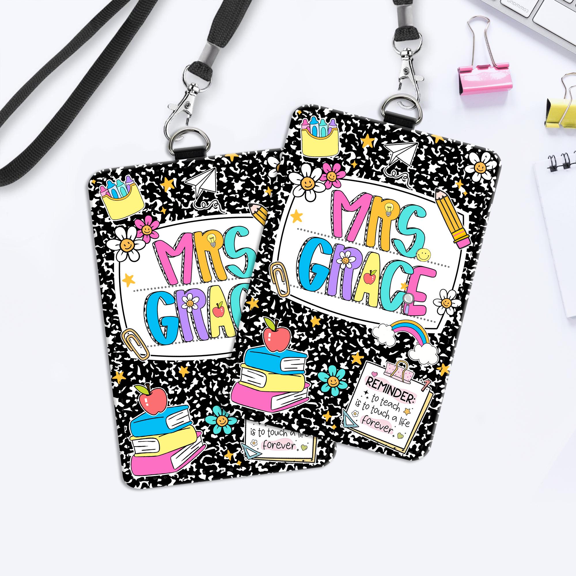 Custom Teacher ID Badge Holder, Back to School Gift, Personalized ...