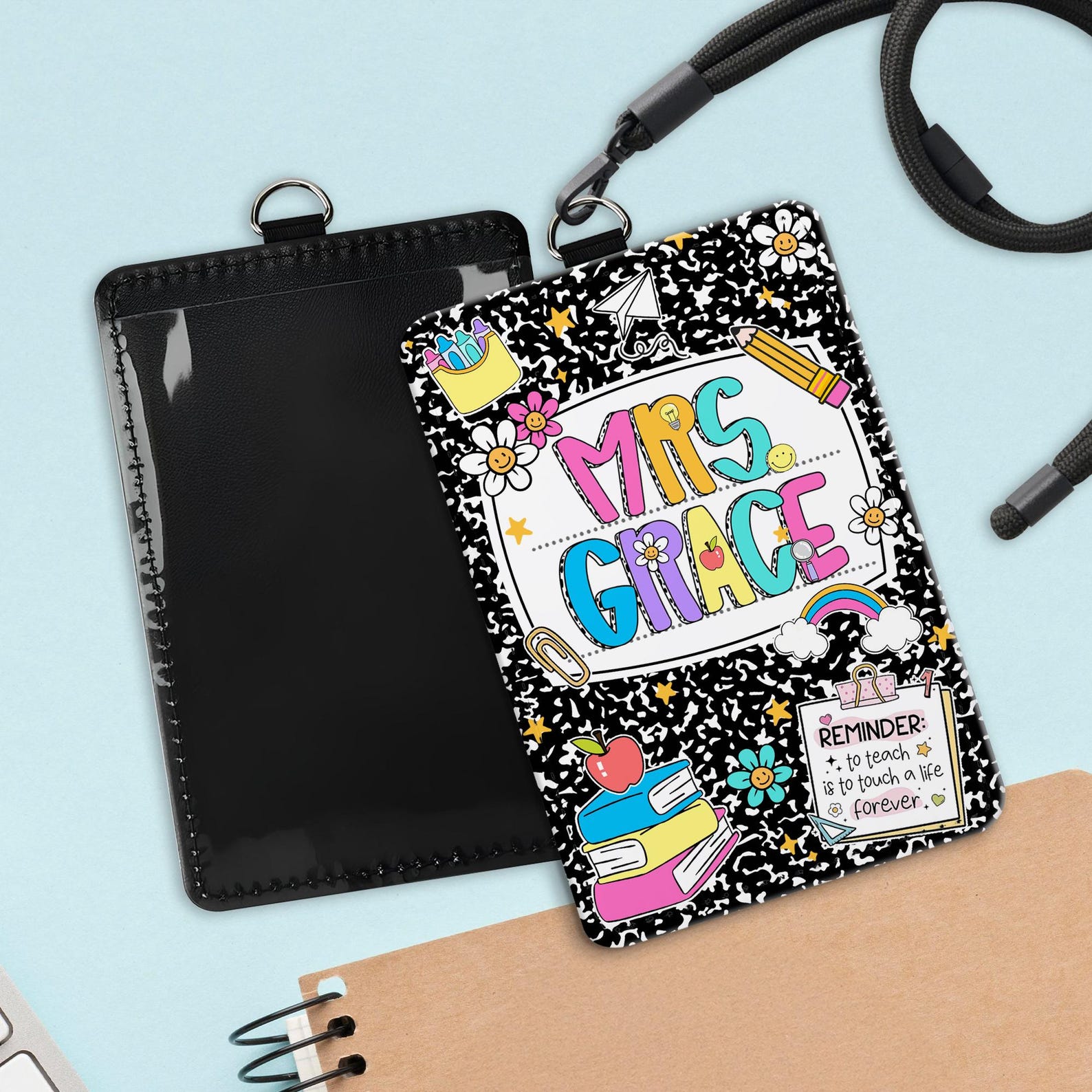 Custom Teacher ID Badge Holder, Back to School Gift, Personalized ...