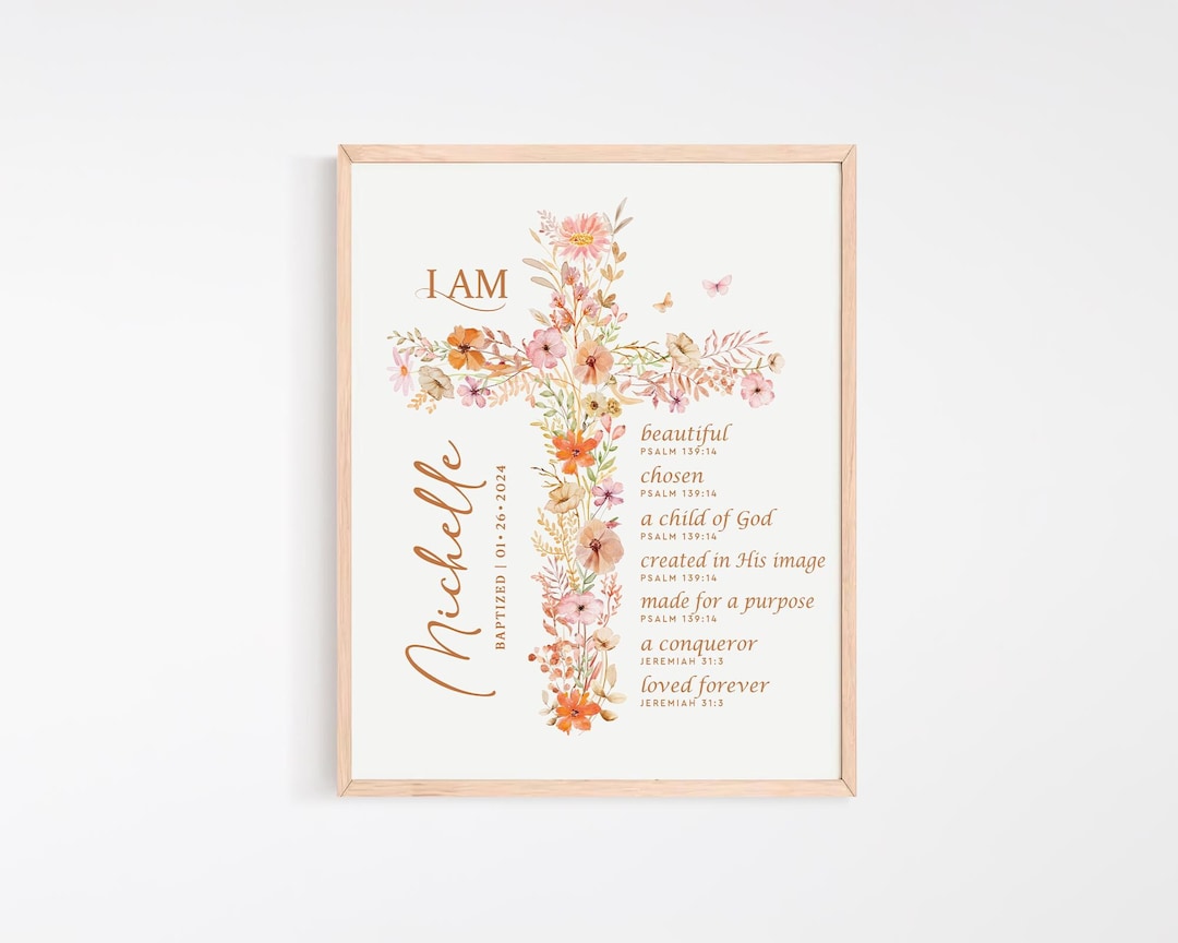 Baptism Gift, Custom Baby Baptism Wall Art, Baptized Art Print, Personalized Baby Gift, Baby ...
