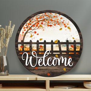 Fall Door Hanger, Hello Fall Door Sign, Fall Welcome Sign, Fall Decor ...