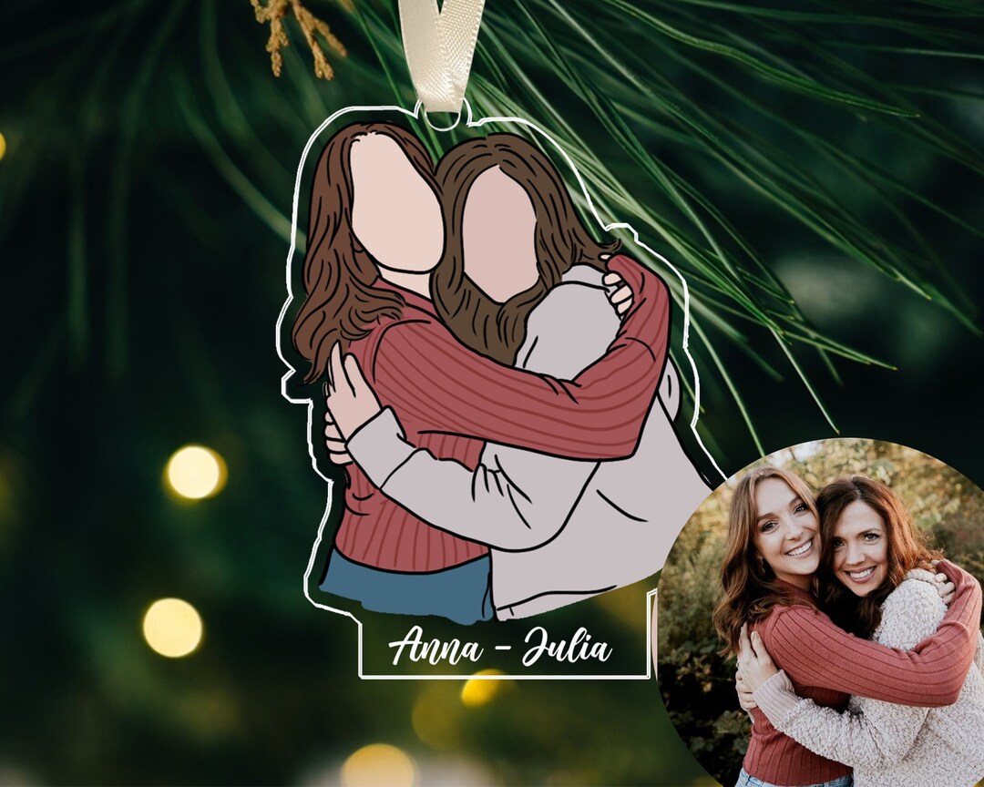Custom Besties Photo Ornament, Besties Faceless Portrait Ornament, Best ...