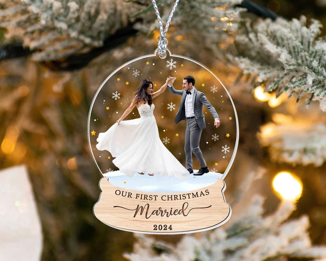 Our First Christmas Married Ornament, Custom Photo Ornament 2024 ...