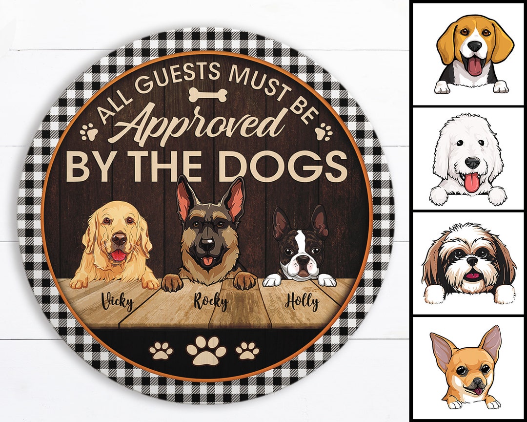 Personalized Dog Door Hanger, Funny Home Decor, Dog Custom Sign, Front ...