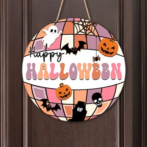Funny Halloween Decor, Halloween Door Hanger, Disco Ball Halloween ...