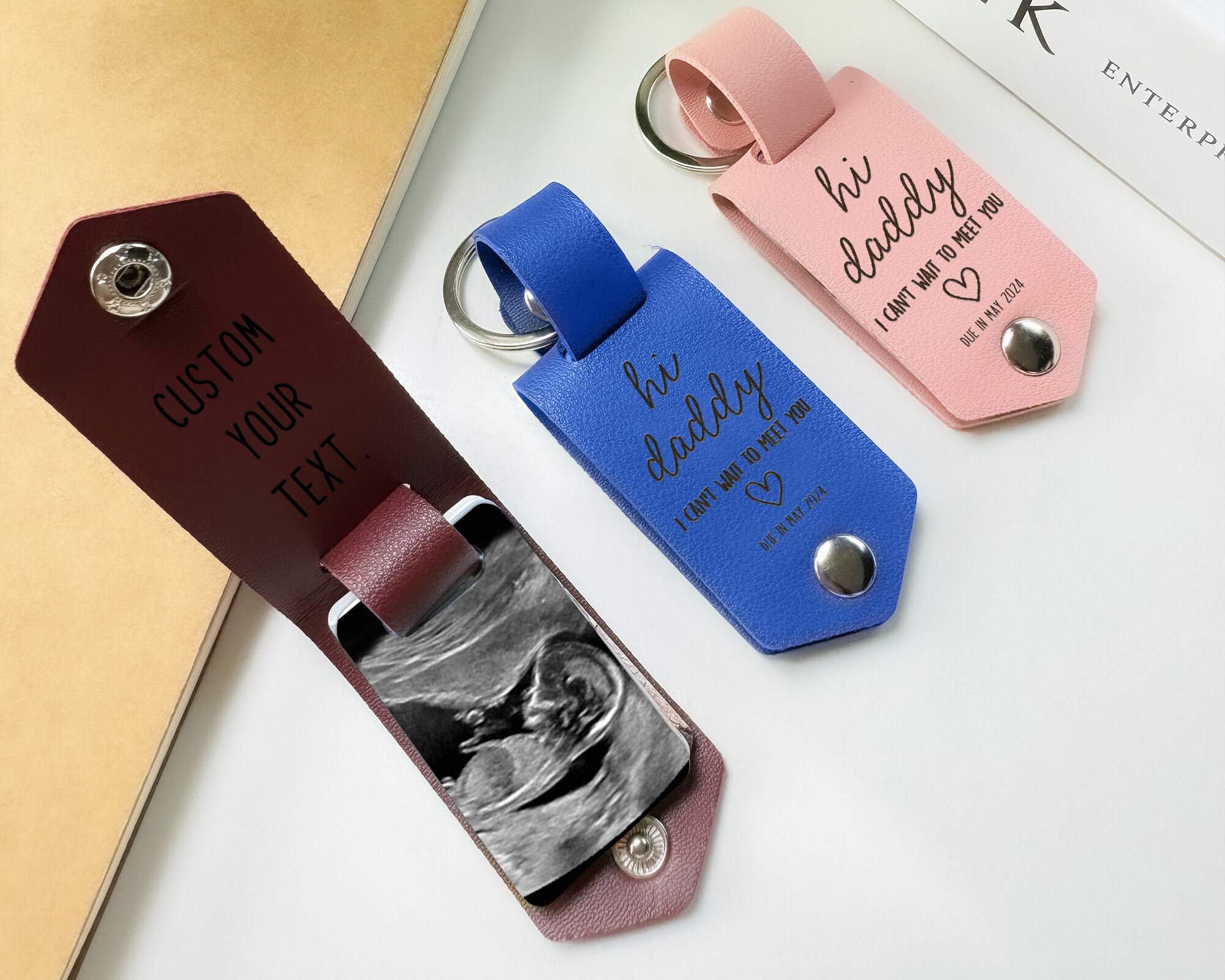 Hi Daddy Keychain, Custom Ultrasound Photo,1st Time Dad, Can't Wait to ...