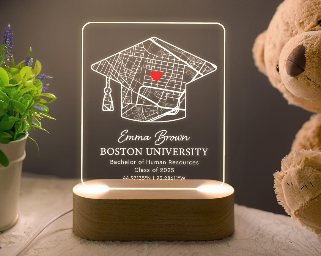 Custom Campus Map Night Light, Graduation Gift for Him, Class of 2025 ...
