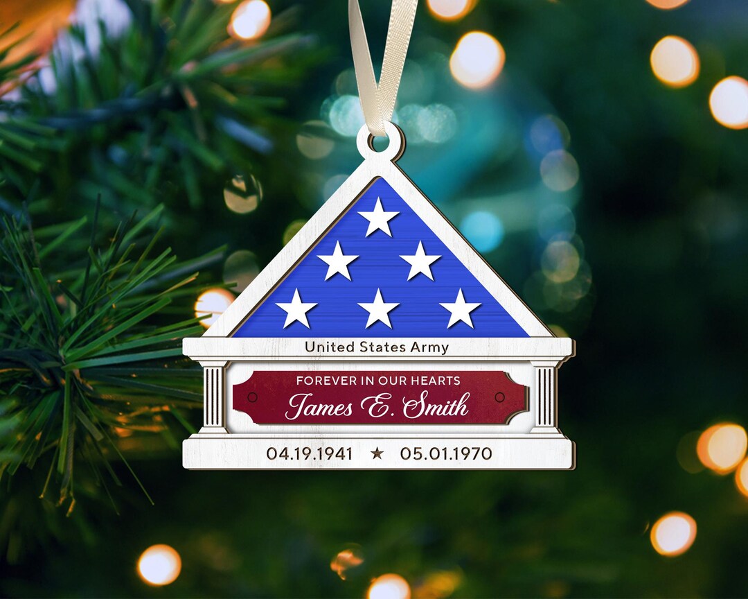 Personalized Folded Flag Memorial Ornament, Veteran Memorial Ornament ...