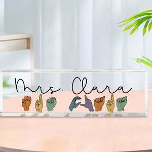 Personalized Sign Language Desk Nameplate, Sign Language Gift, ASL Gift ...