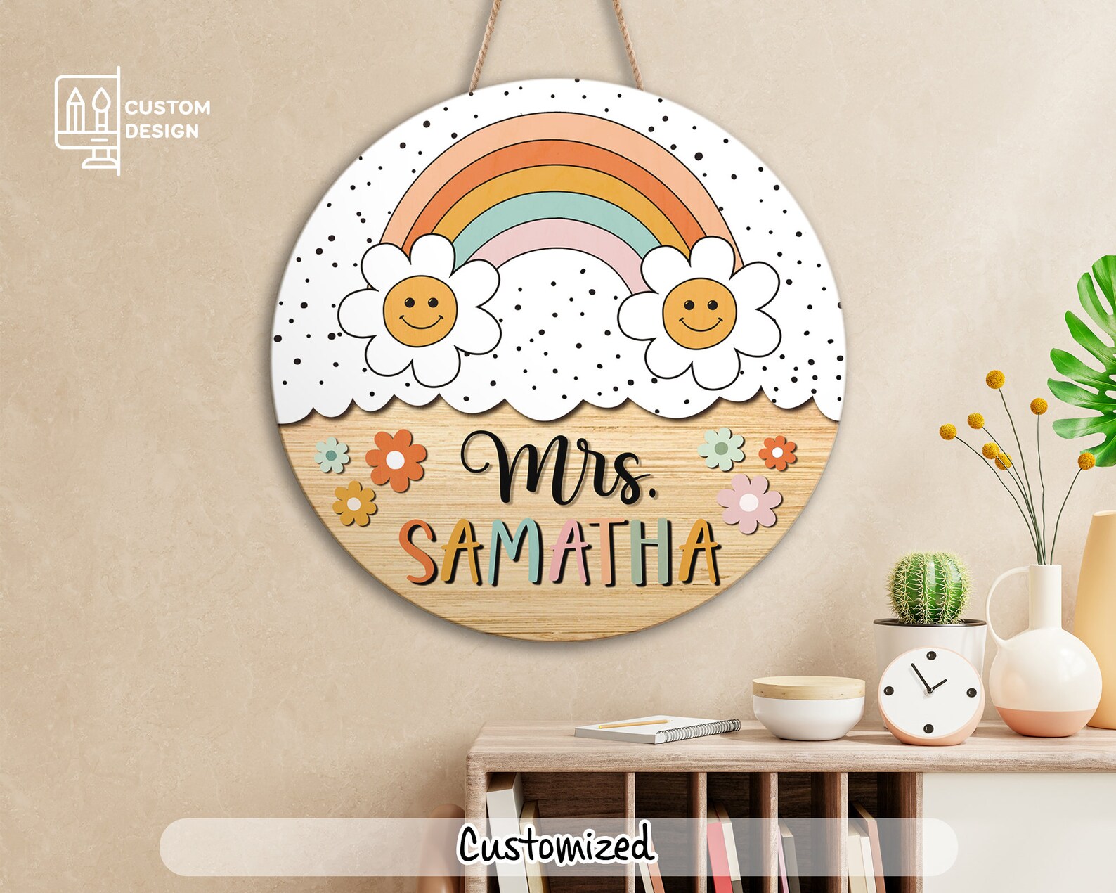 Personalized Teacher Door Sign, Classroom Decor, Teacher Door Hanger ...