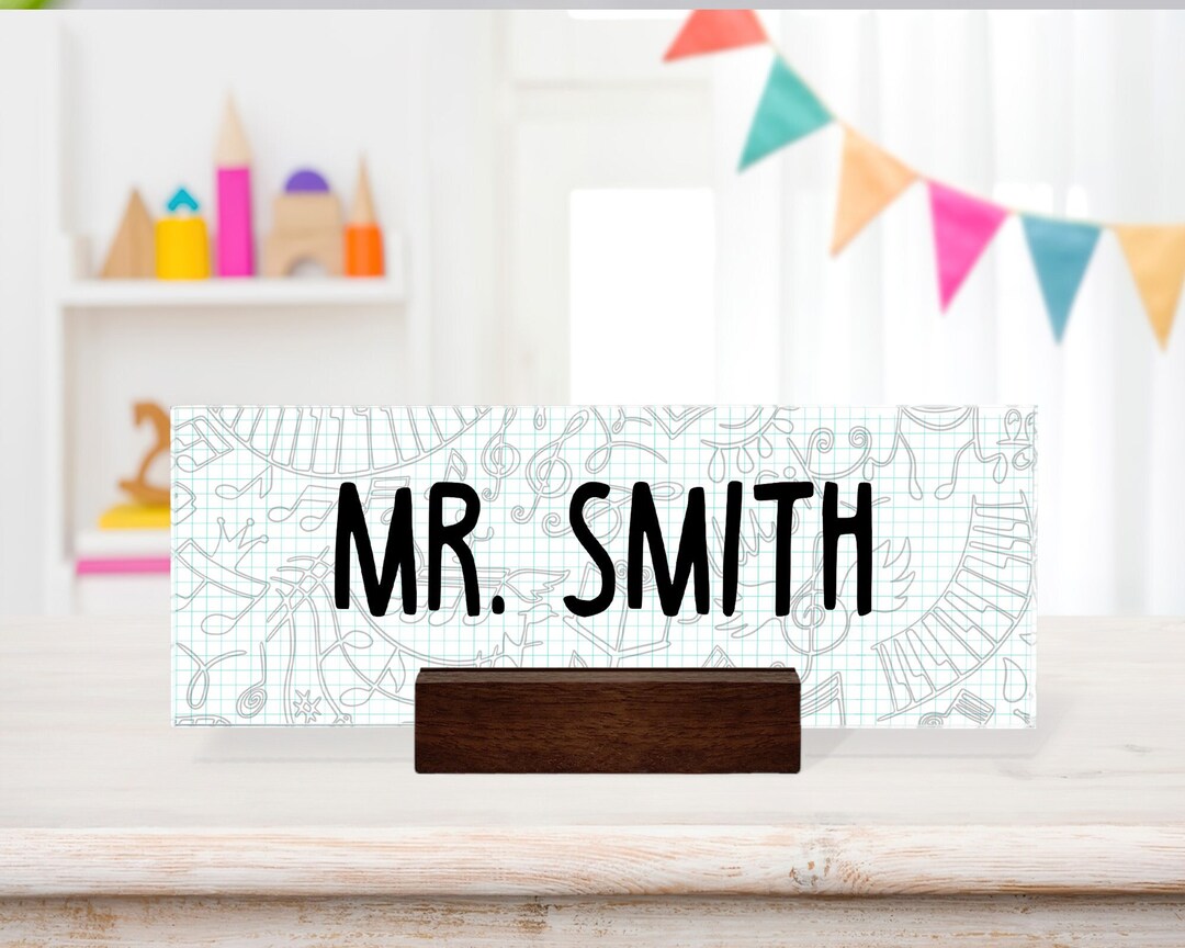 Music Teacher Desk Sign, Teacher Name Plate for Desk, Teacher ...