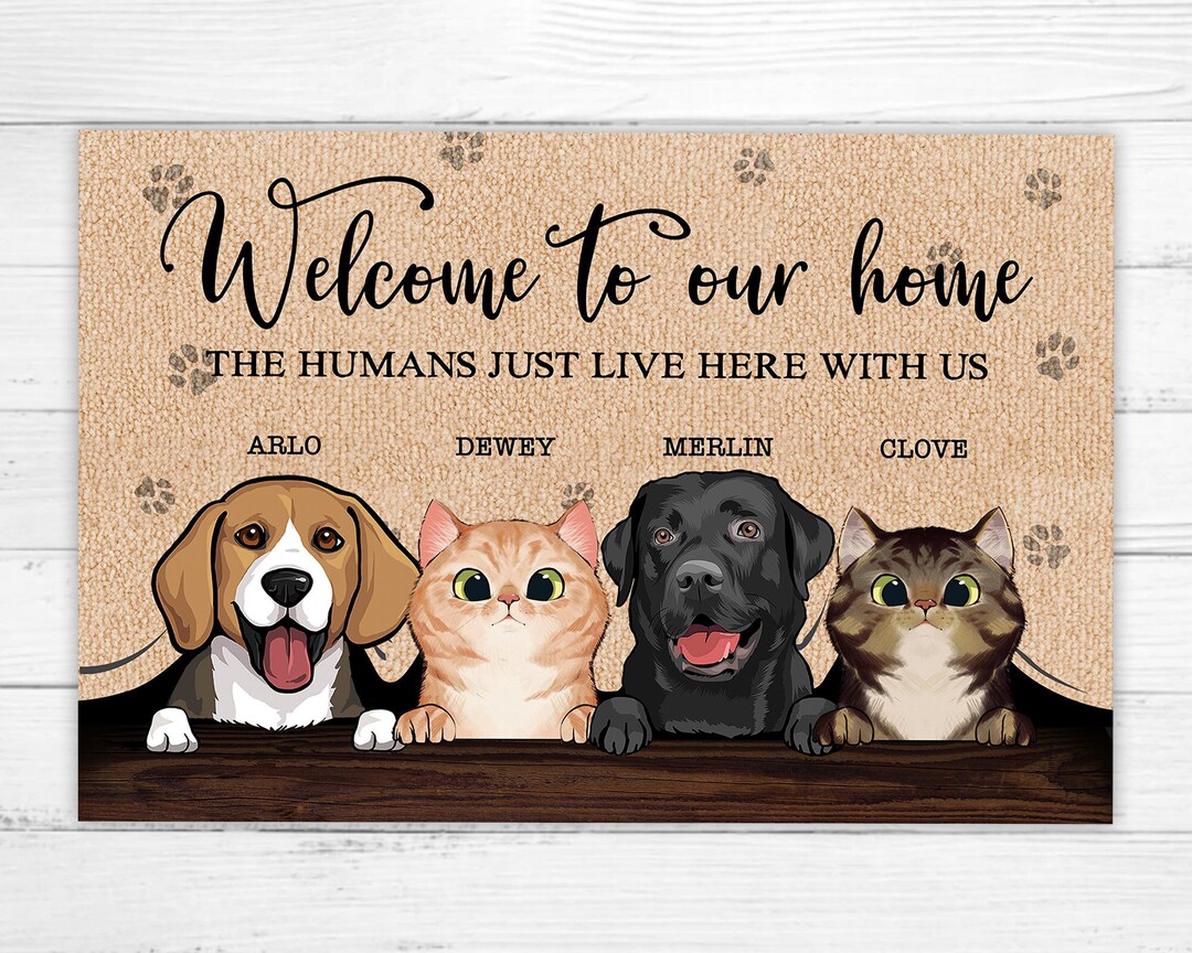 Personalized Pet Doormat, Cat Dog Welcome Mat, Welcome to Our Home ...