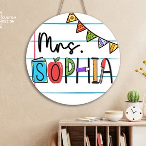 Personalized Teacher Sign, Teacher Door Hanger, Cute Classroom Decor ...