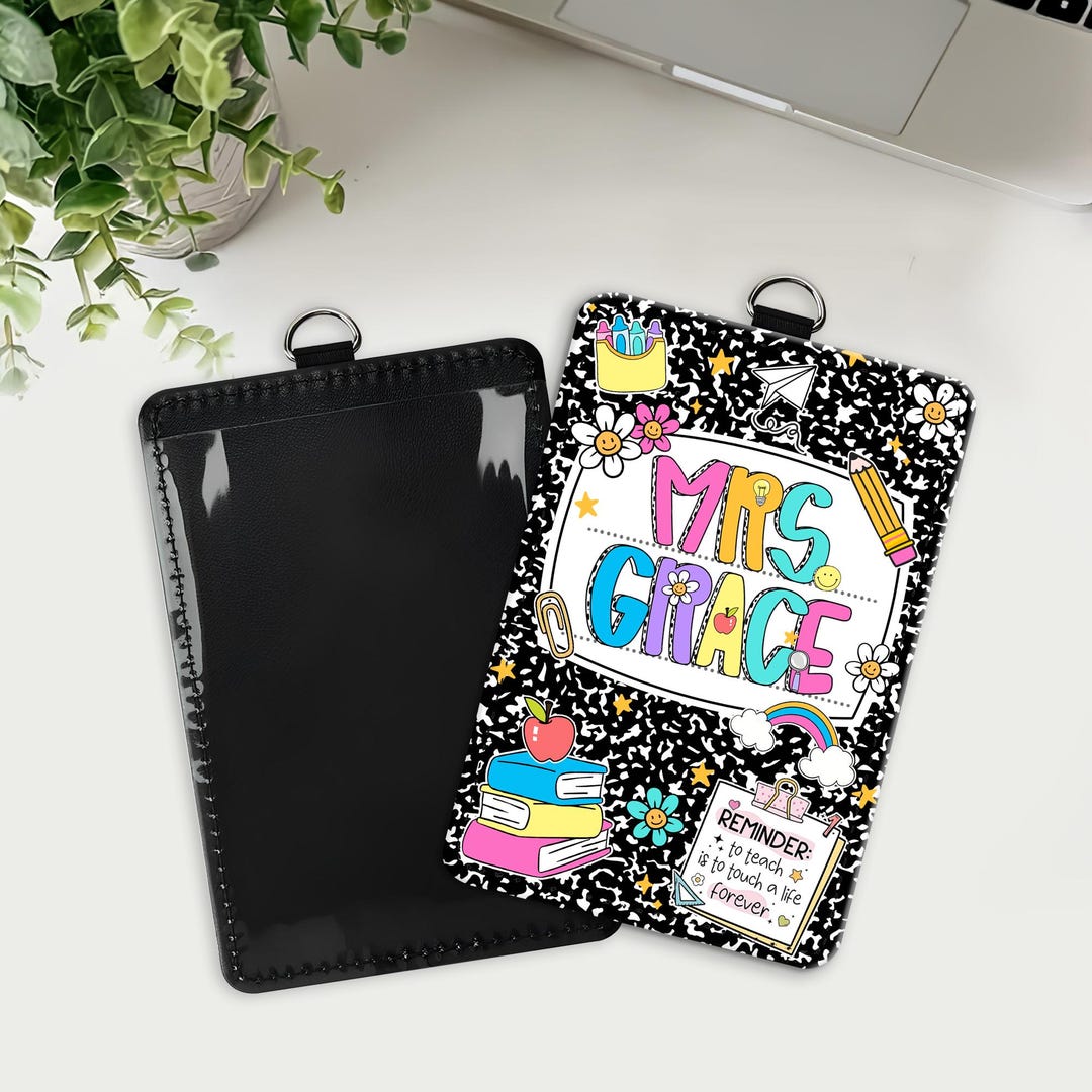 Custom Teacher ID Badge Holder, Back to School Gift, Personalized ...