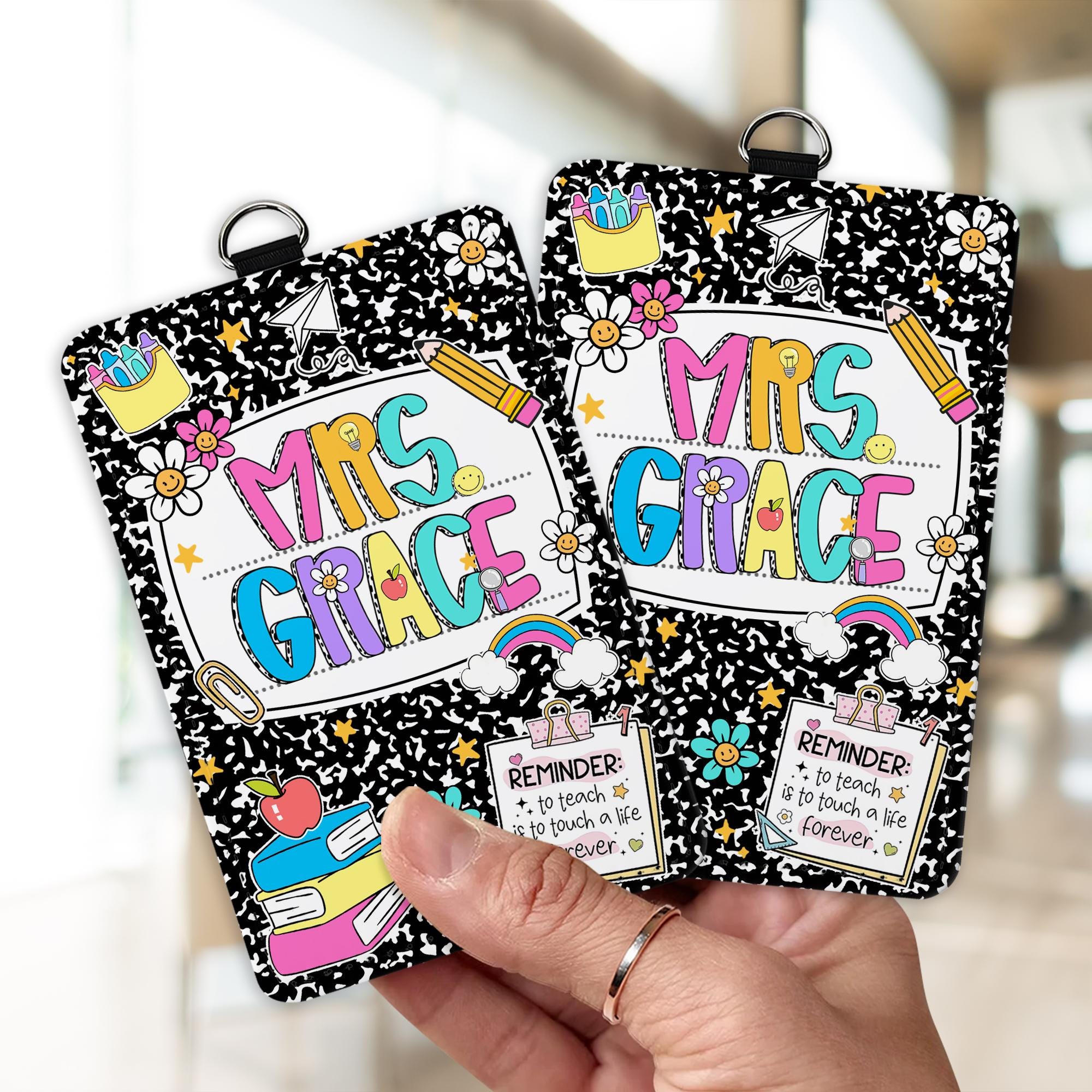 Custom Teacher ID Badge Holder, Back to School Gift, Personalized ...