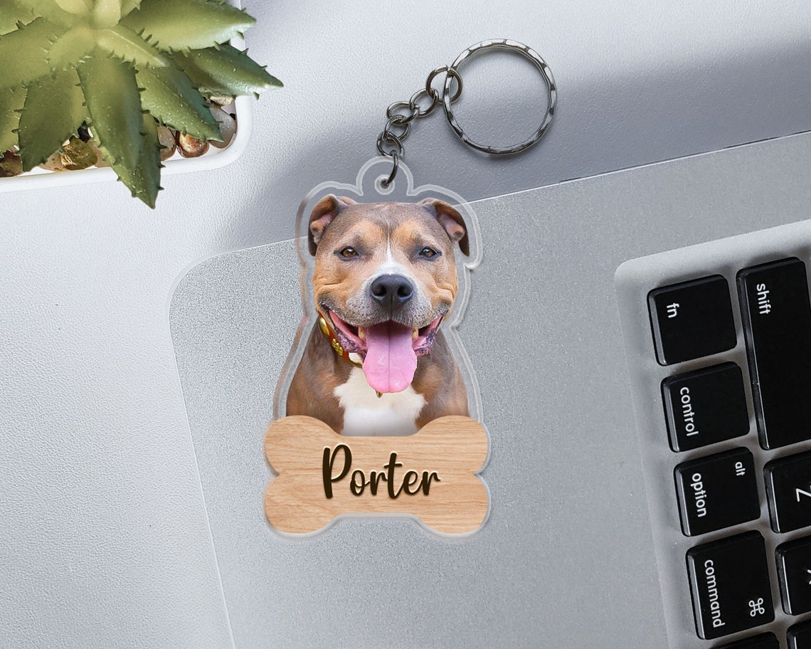 Personalized Pet Portrait Keychain, Custom Dog Keychain, Dog Lover Gift ...