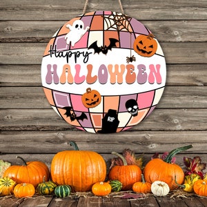 Funny Halloween Decor, Halloween Door Hanger, Disco Ball Halloween ...