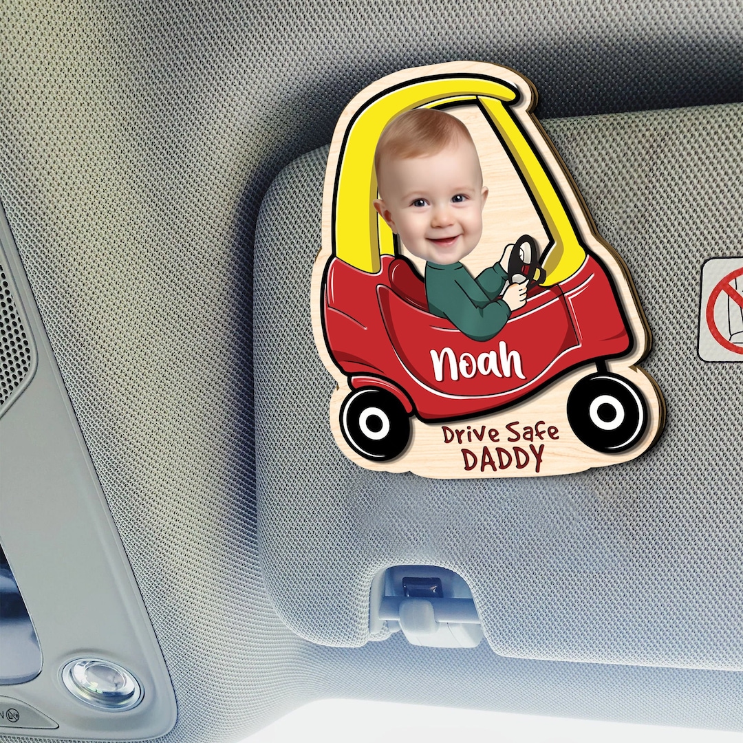 Drive Safe Daddy Gift, Custom Car Visor Clip Photo, Dad Car Visor Clip ...
