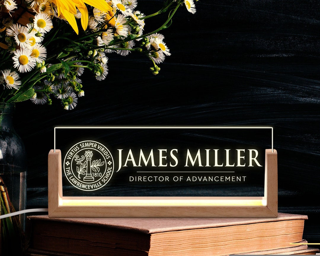 Personalized Desk Name Sign, Name Plate for Desk, Custom Company Logo ...