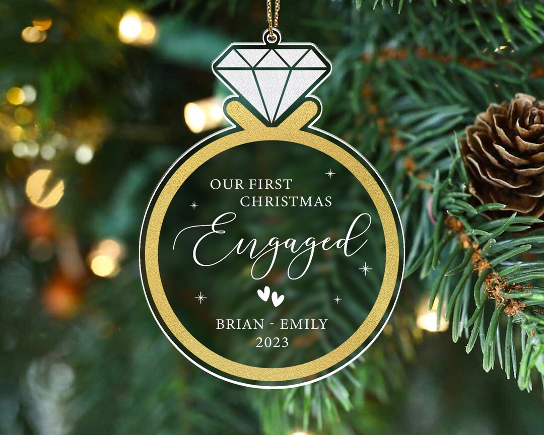 Custom Engaged Ornament, Our First Christmas Engaged Ornament, Couple ...