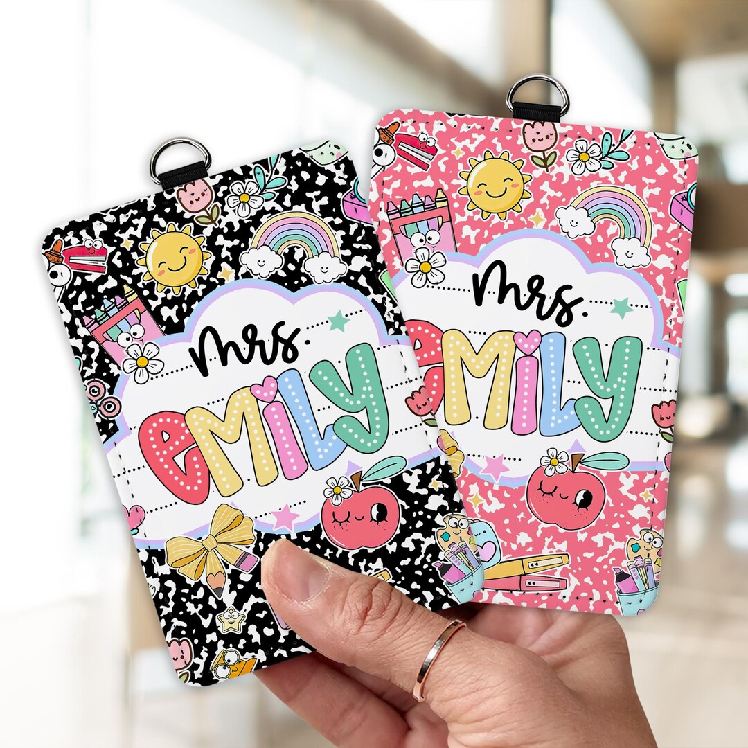 Custom Teacher ID Badge Holder, Back to School Gift, Personalized ...