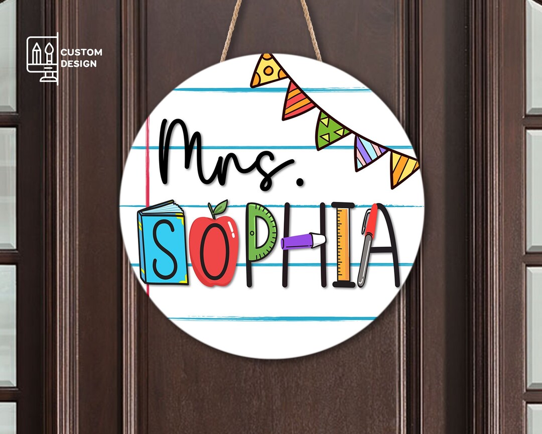 Personalized Teacher Sign, Teacher Door Hanger, Cute Classroom Decor ...