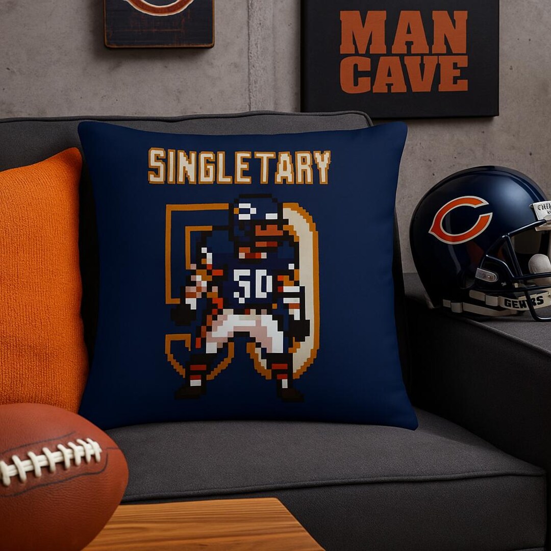 Mike Singletary Pixel Art Throw Pillow 18×18 | Chicago Linebacker #50 ...