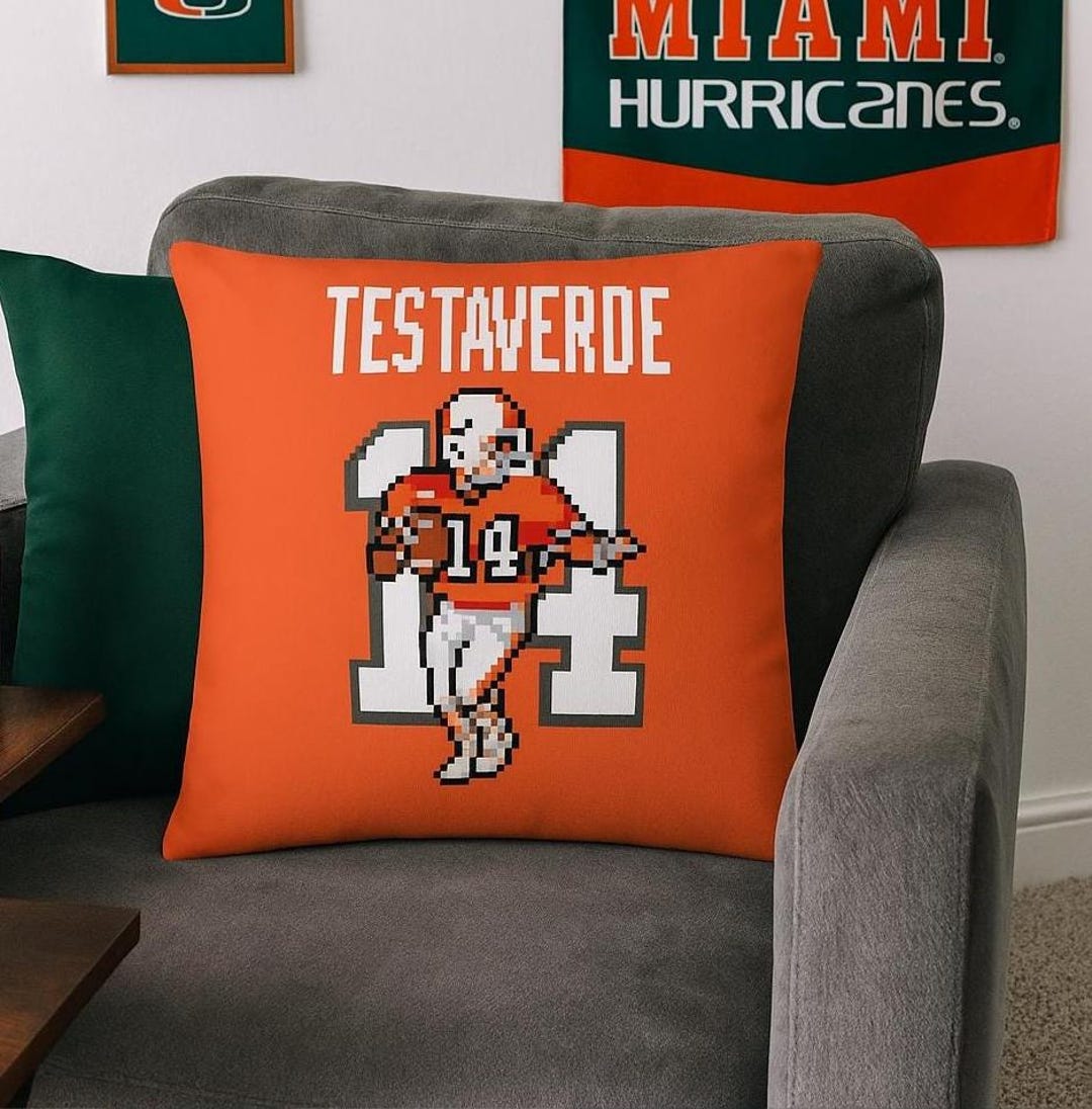 Vinny Testaverde Pixel Art Throw Pillow 18×18 | Miami #14 Retro ...