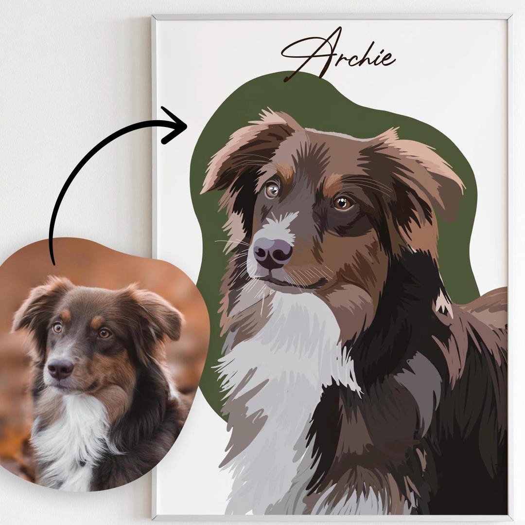 Custom Pet Portraits Using Pet Photo, Personalized Pet Drawing, Digital ...