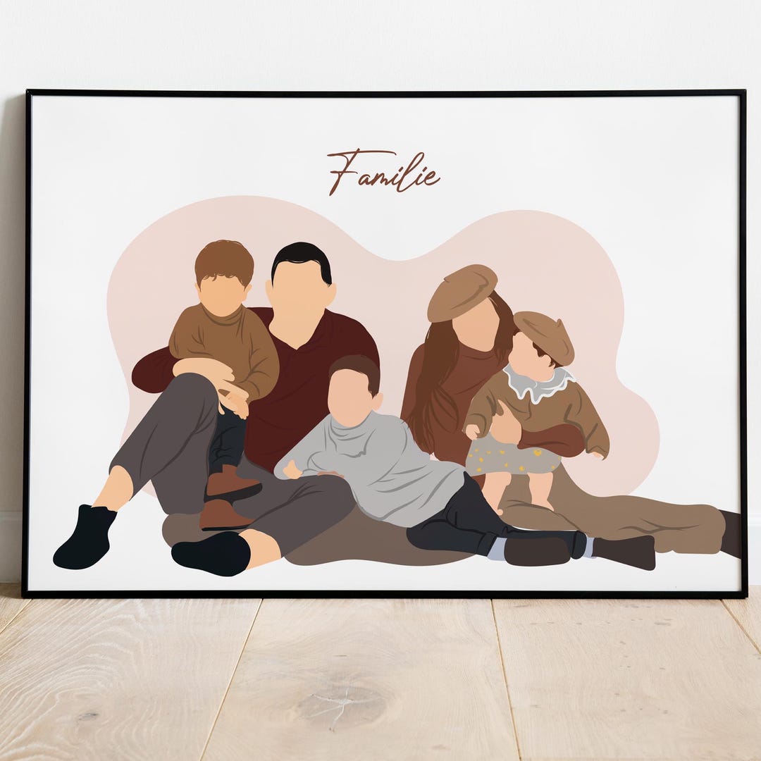 Custom Faceless Family Portrait - Personalized Family Illustration ...