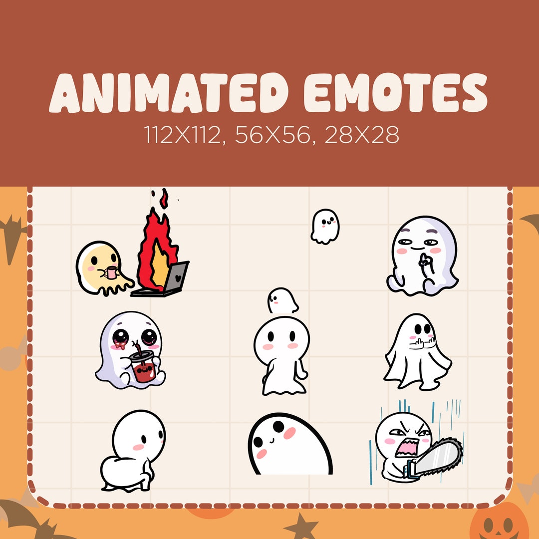 Animated Ghost Twitch Emotes Set of 9, Halloween Twitch Emote Pack ...