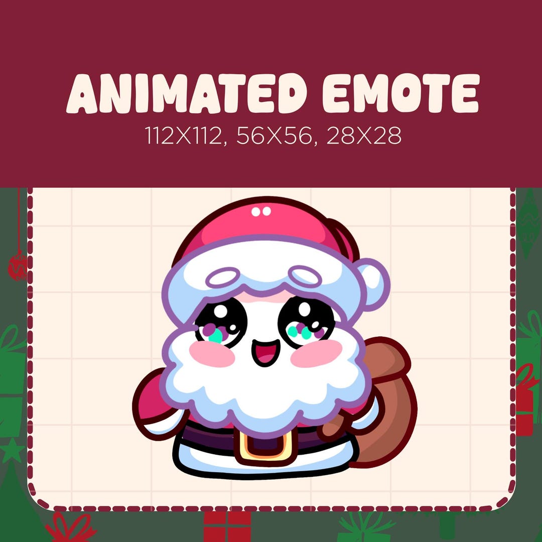 Kawaii Santa Emote for Twitch, Perfect for Christmas Streaming, Xmas ...