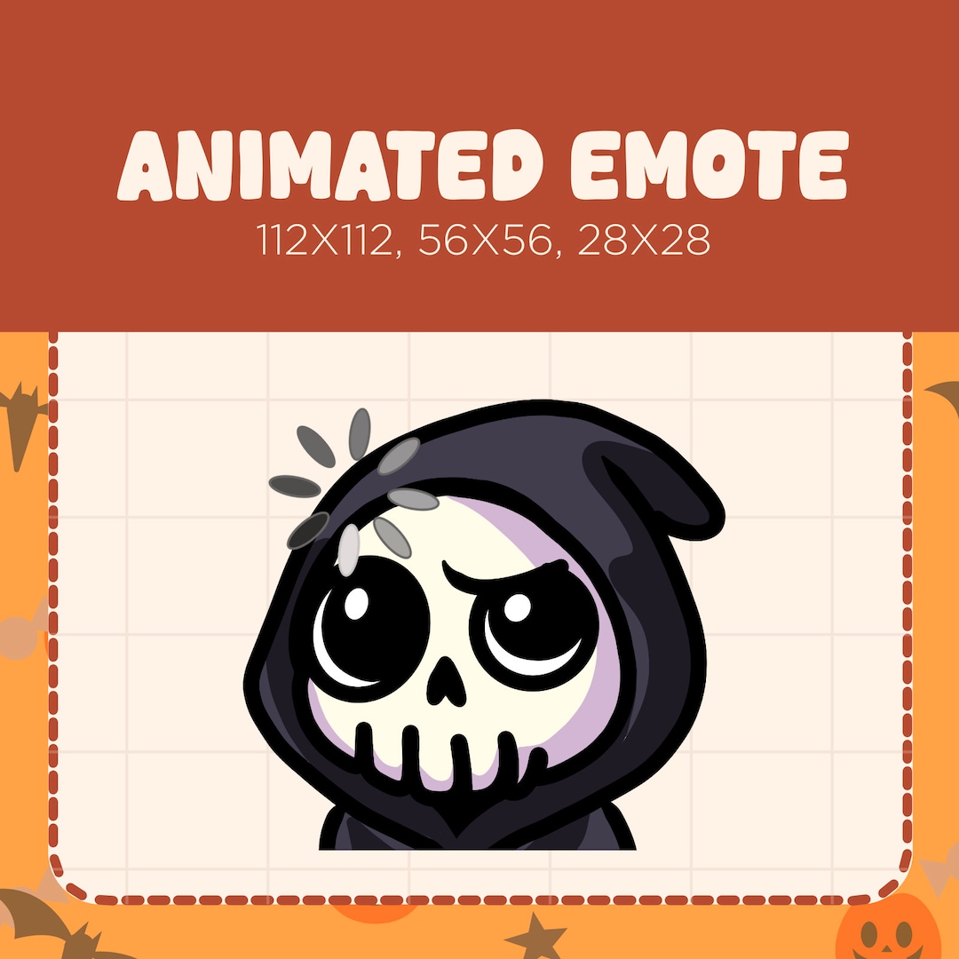Animated Emote for Twitch Streamers, Thinking Grim Reaper Emote, Cute ...