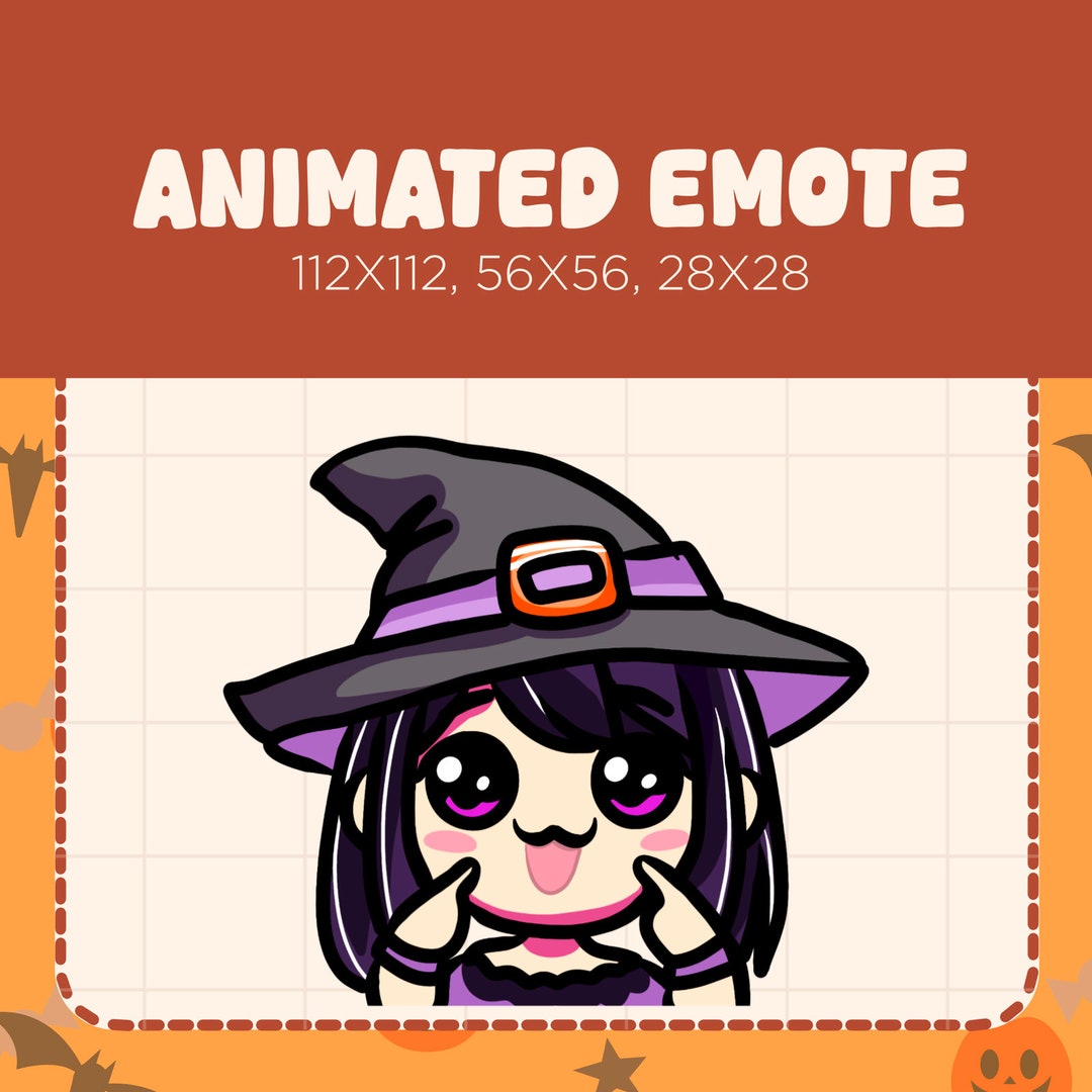Cute Witch Twitch Animated Emote, Funny Witch Halloween Twitch Emote ...