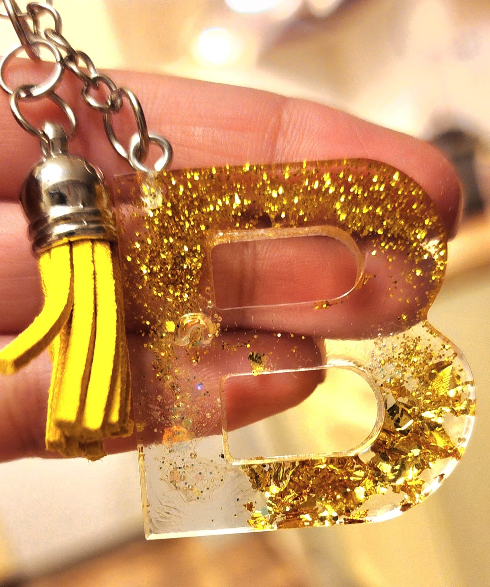 Custom GOLD ALPHABET Resin Keychains Custom Handmade Resin Letter ...