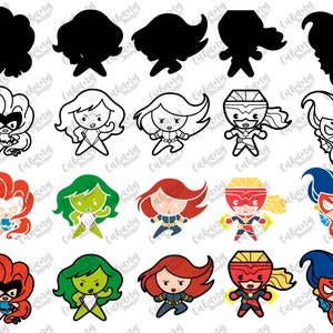 Bundle Layered Marvel SVG /marvel Kawaii / Captain Marvel Kawaii ...