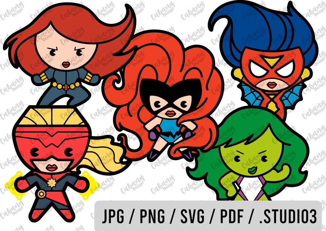 Bundle Layered Marvel SVG /marvel Kawaii / Captain Marvel Kawaii ...
