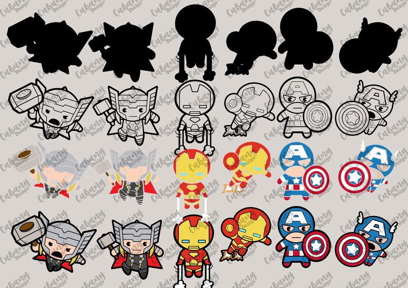 Bundle Layered Marvel SVG / Little Hero Svg / Captain America Kawaii ...