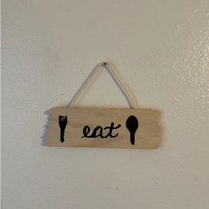 Eat, Drink, Be Happy Painted Wooden Sign Set - Etsy