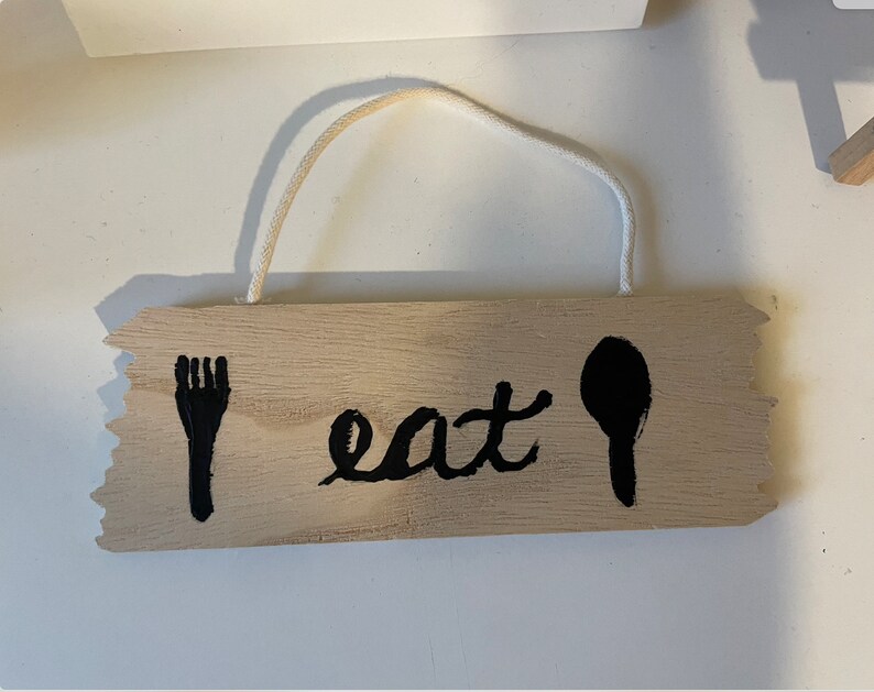 Eat, Drink, Be Happy Painted Wooden Sign Set - Etsy