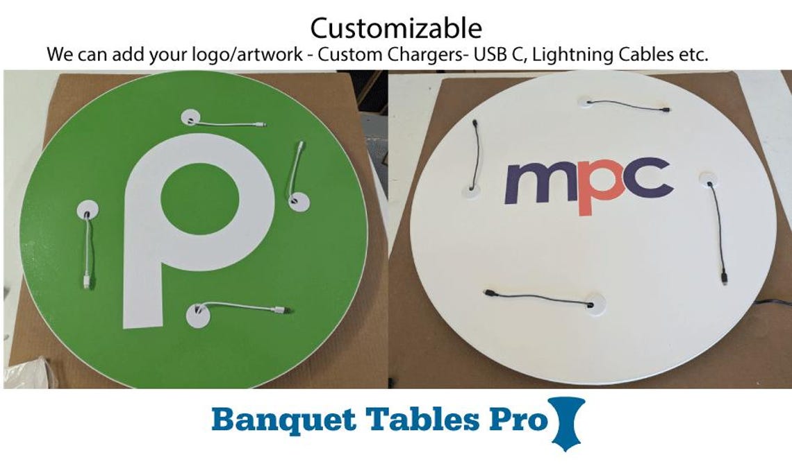 Round Wireless Charging Bar Height Trade Show Table - 4 Quick Chargers ...